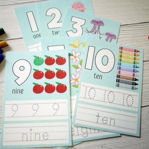 Printable Numbers 1 to 10 Tracing Flashcards Math Worksheets Preschool ...