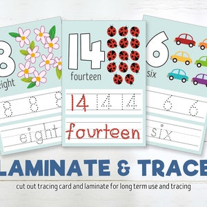 Printable Numbers 1 to 20 Tracing Flashcards Math Worksheets Preschool ...