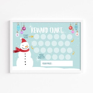 Printable Snowman Reward Chart Christmas Kids Behavior Chart Winter ...