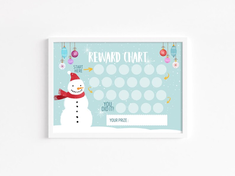 Printable Snowman Reward Chart Christmas Kids Behavior Chart Winter ...
