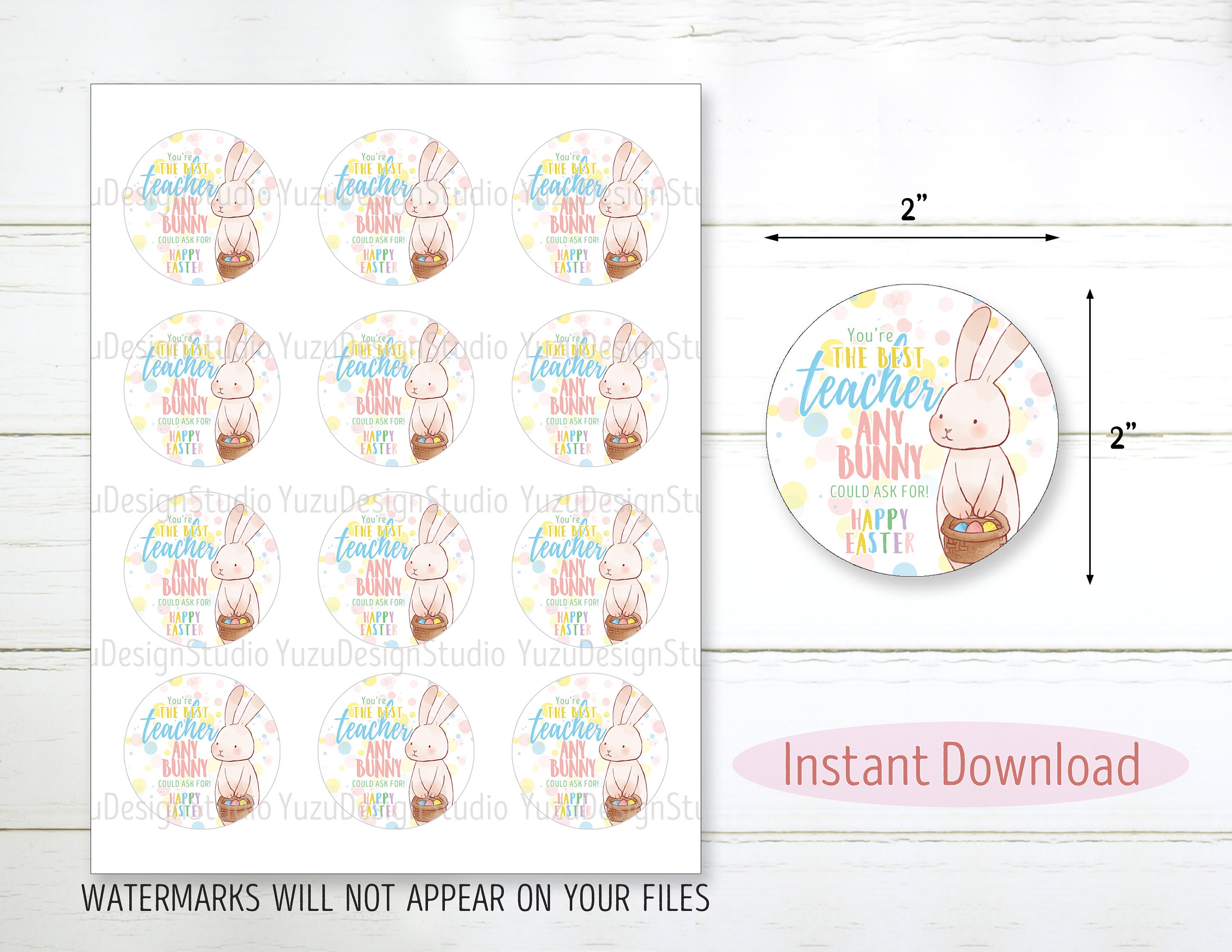 Printable Bunny Teacher Tags Easter Cookie Tag You're the Best Teacher ...