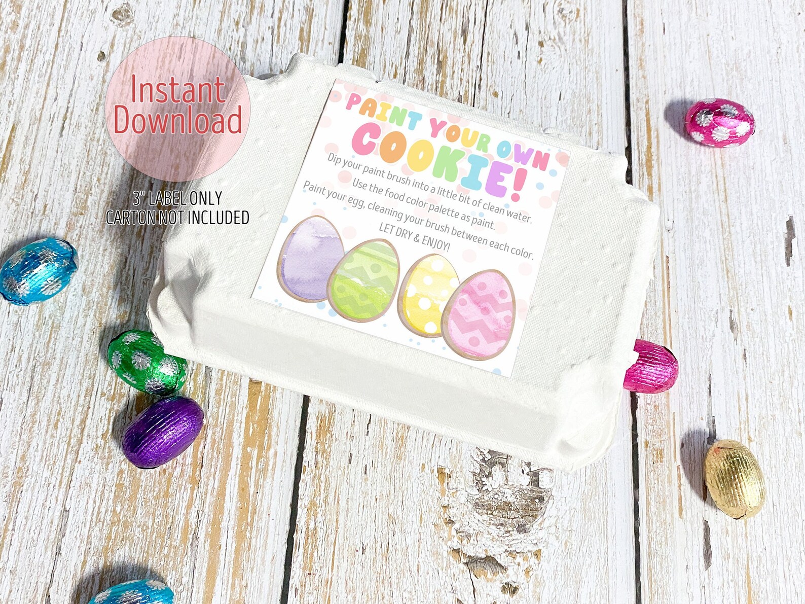 Printable PYO Cookie Tag With Instructions Paint Your Own - Etsy