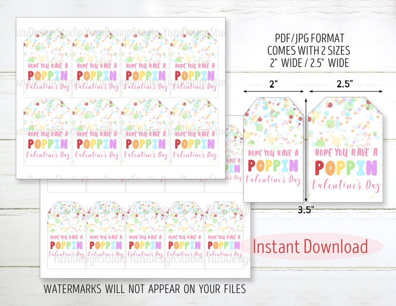 Pop It Valentine Tags for Kids Printable Poppin Valentine's Day Cards ...