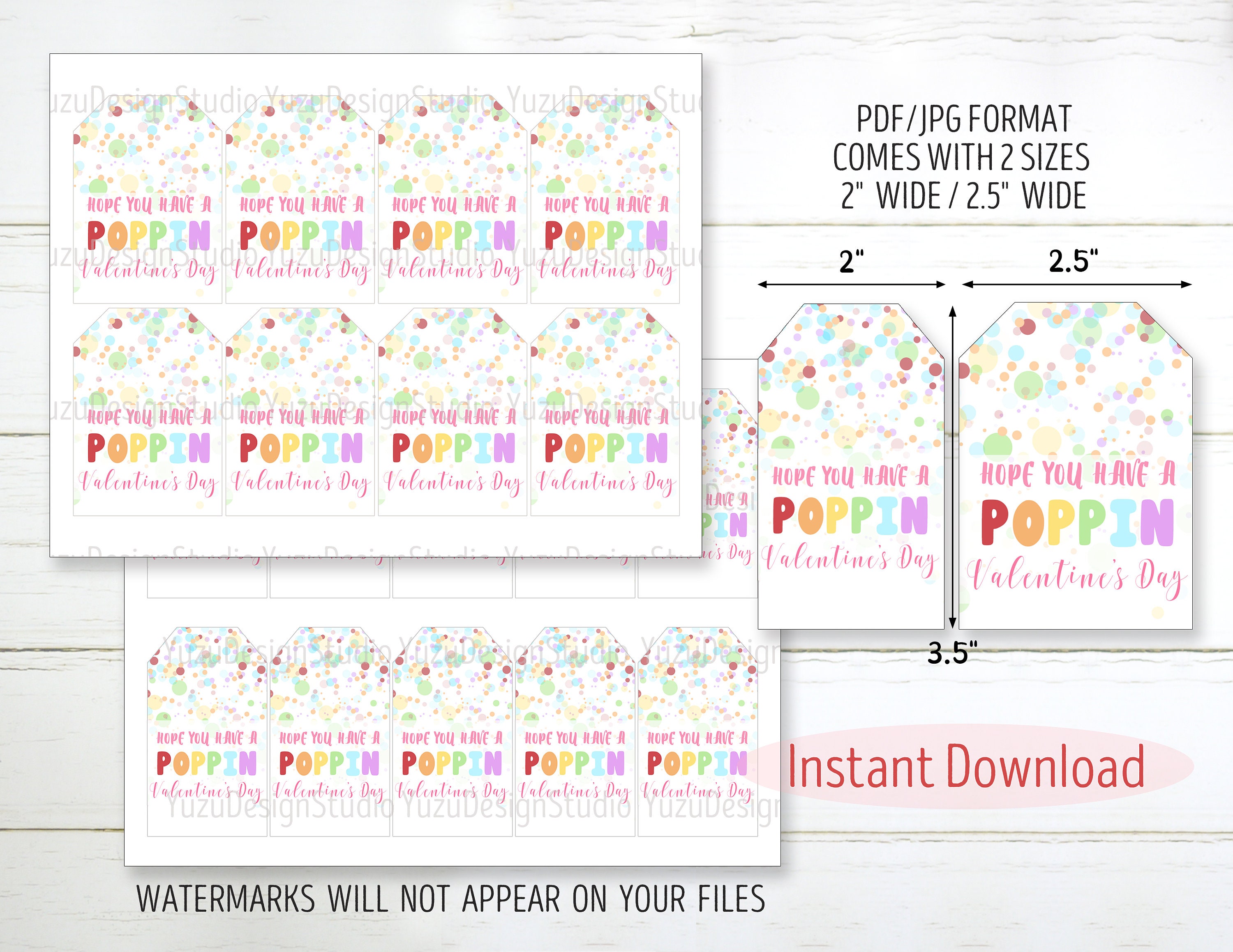 Pop It Valentine Tags for Kids Printable Poppin Valentine's Day Cards ...