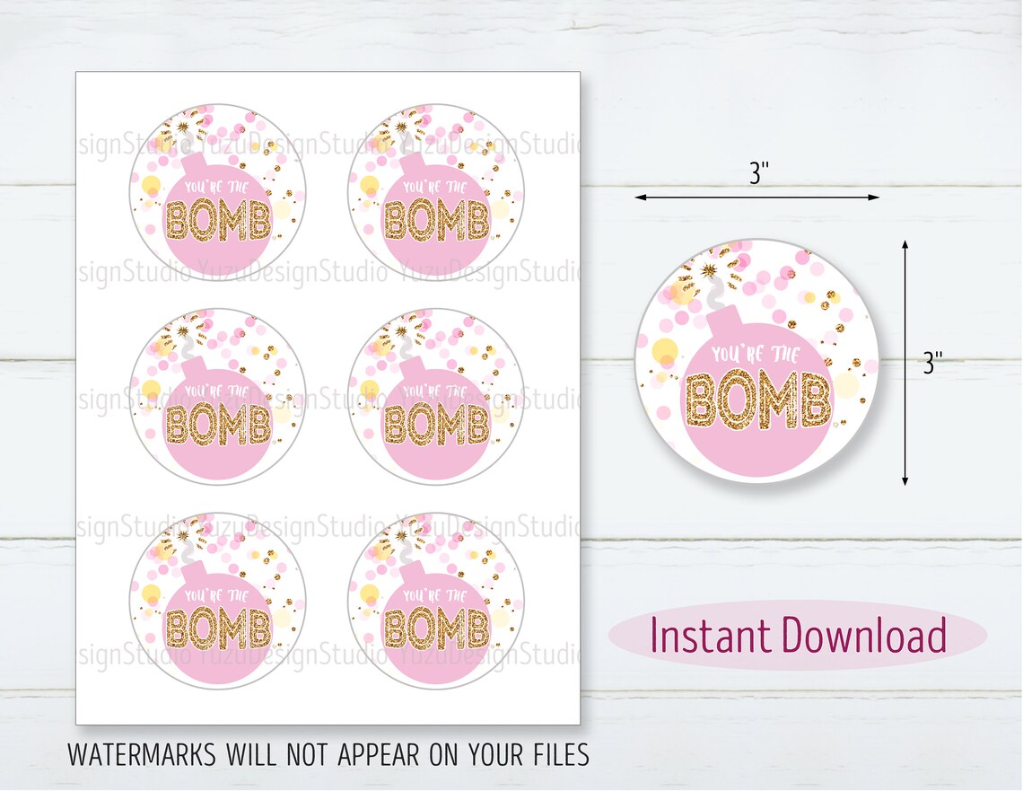 Printable You're the BOMB Gift Tag Bath Bomb Favors Tag - Etsy