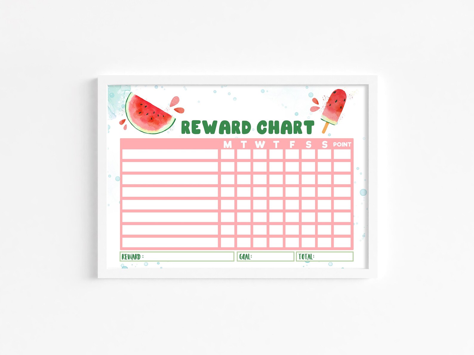 Printable Watermelon Reward Chart for Kids Summer Fruits Behavior Chart ...