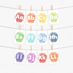 Printable Watercolor Rainbow Alphabet Flash Cards Letter | Etsy