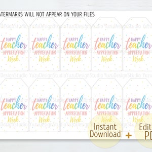 Printable Happy Teacher Appreciation Week Editable PDF Cookie Tag ...