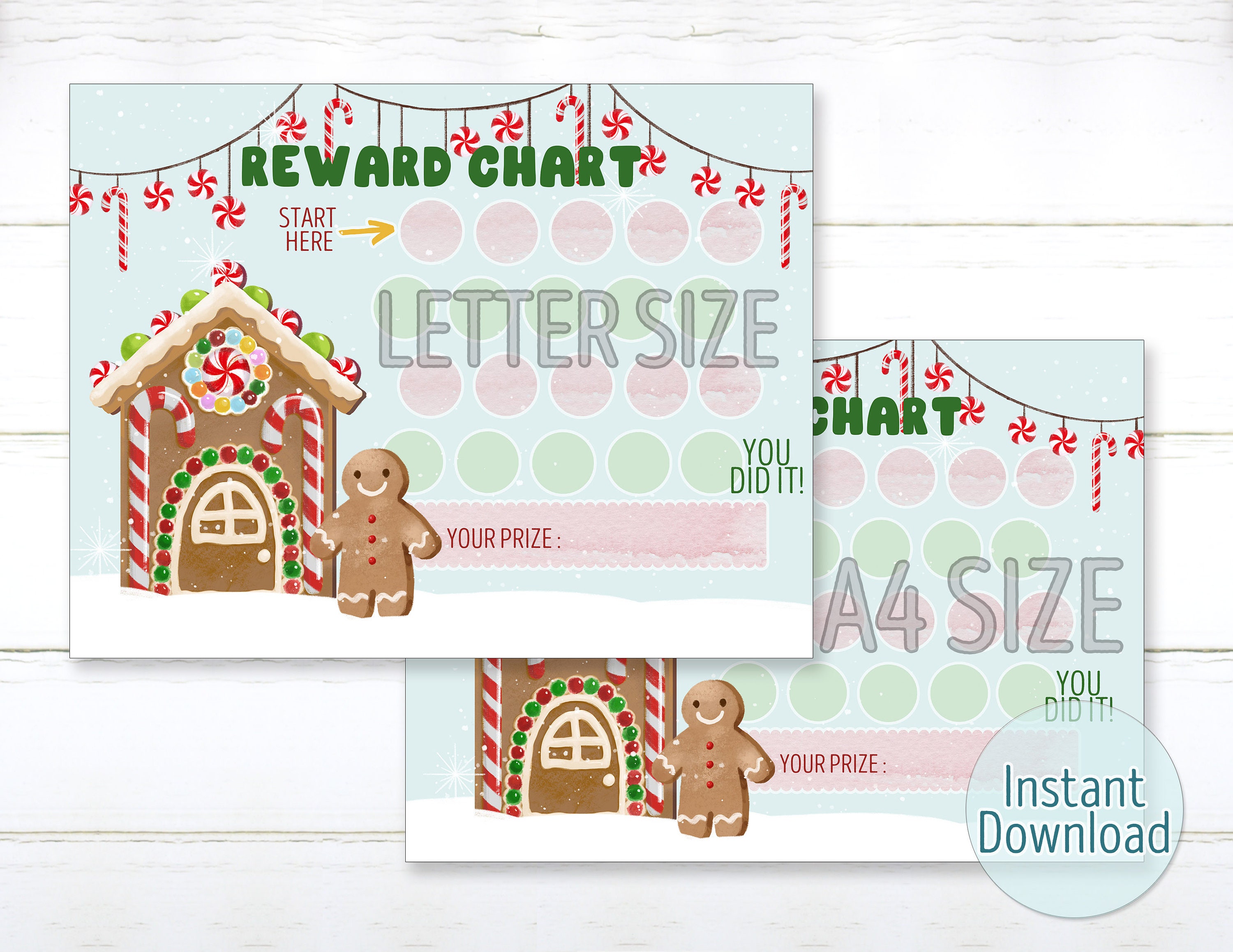 Printable Gingerbread House Reward Chart Kids Christmas Behavior Chart ...