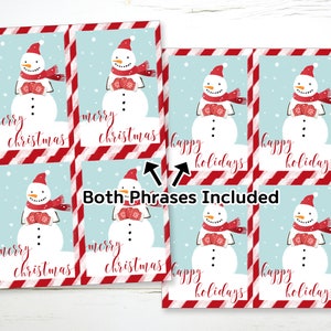 Snowman Christmas Candy Cane Holder Card for Kids Classroom Holiday ...