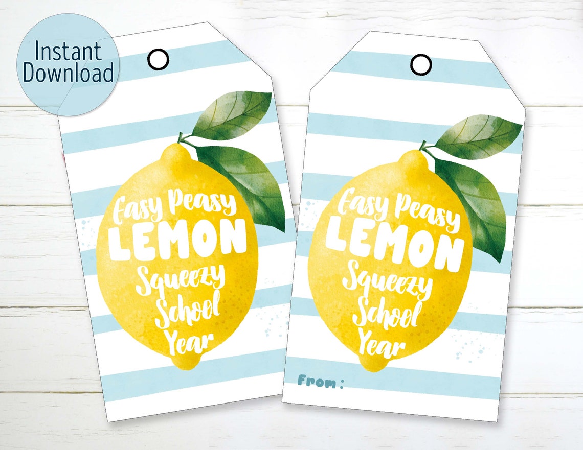 Back to School Lemon Tags PRINTABLE Easy Peasy Lemon Squeezy | Etsy