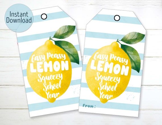 Back to School Lemon Tags PRINTABLE Easy Peasy Lemon Squeezy - Etsy