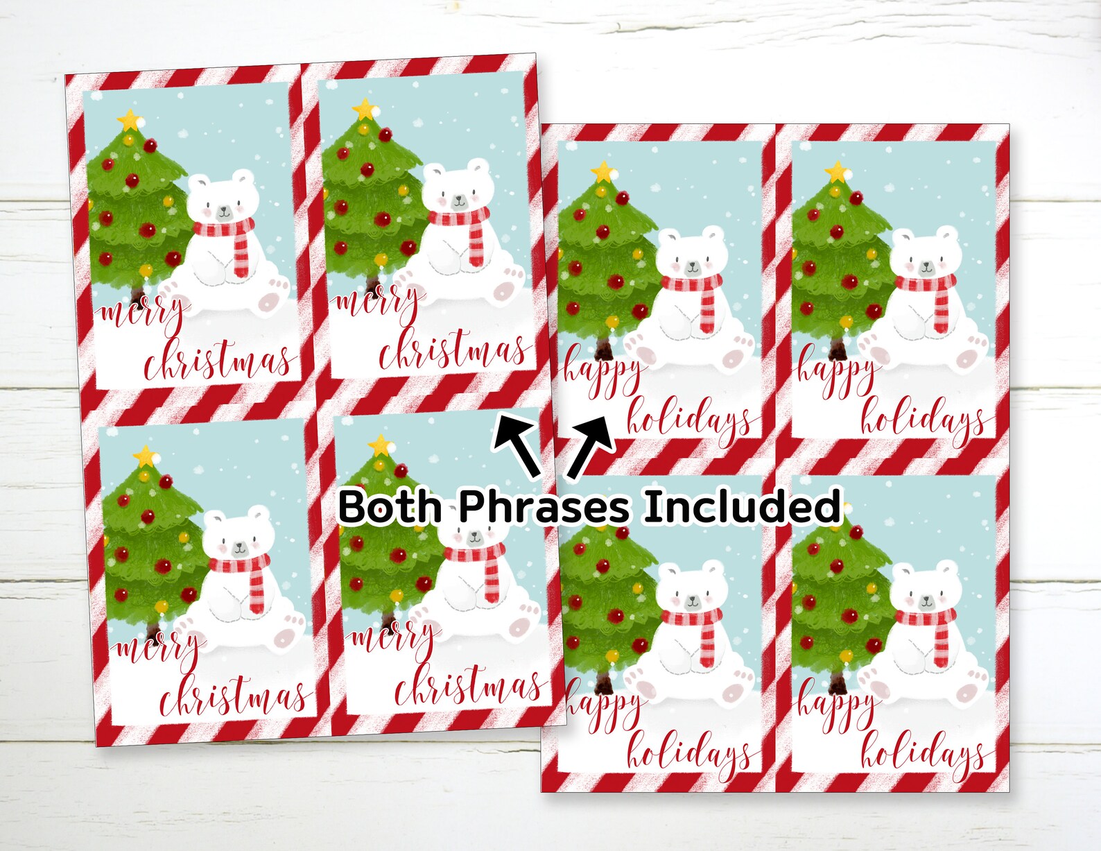 Polar Bear Christmas Candy Cane Holder Card for Kids Classroom - Etsy