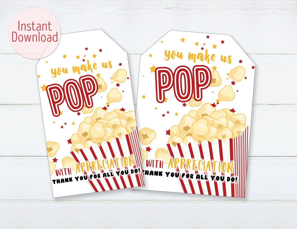 Printable Teacher Appreciation Week Popcorn Tag Nurses Week - Etsy