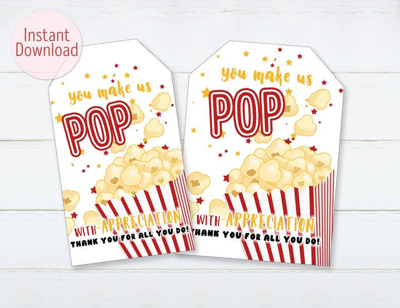 Printable Teacher Appreciation Week Popcorn Tag Nurses Week - Etsy