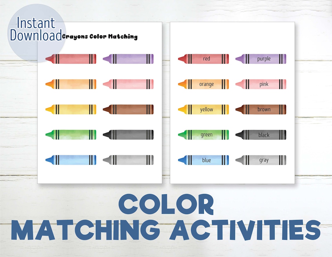 Crayons Color Matching Printables Learning Busy Book Page - Etsy