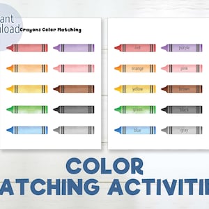 Crayons Color Matching Printables Learning Busy Book Page Homeschool ...