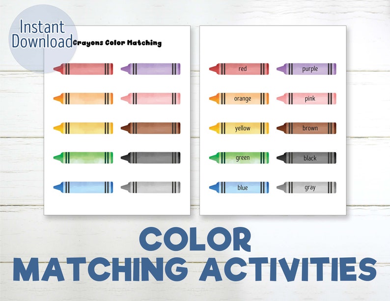 Crayons Color Matching Printables Learning Busy Book Page - Etsy