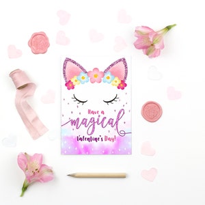 Unicorn Valentines Day Tags for Kids, Printable Valentine Gift Card ...