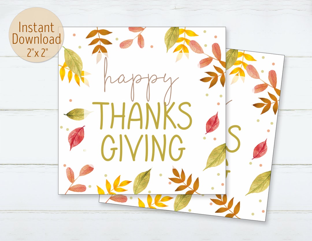 Happy Thanksgiving Cookie Card Printable Autumn Cookie Tags 2"x2 ...