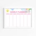 Rainbow Kids Weekly Planner Printable Kids Daily Schedule Sunshine to ...