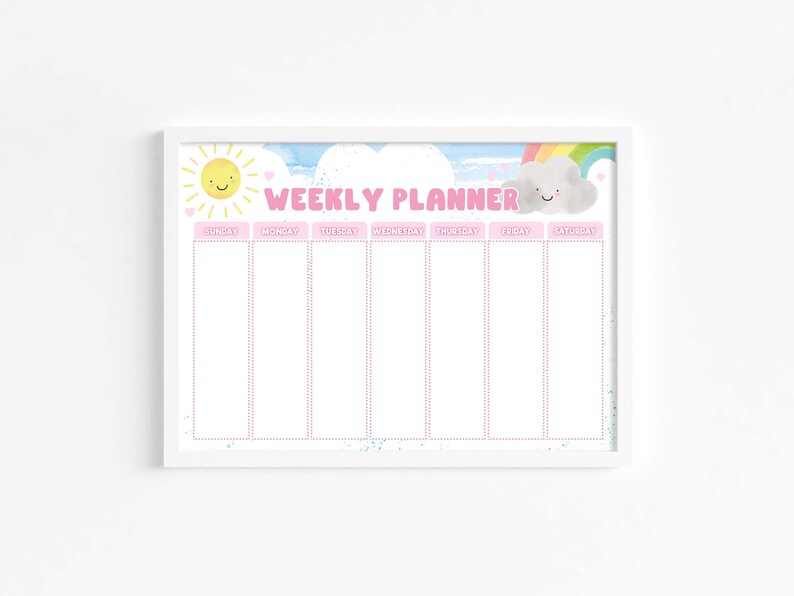 Rainbow Kids Weekly Planner Printable Kids Daily Schedule | Etsy