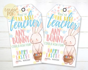 Printable Easter Teacher Tags Easter Egg-cellent Teacher EDITABLE PDF ...