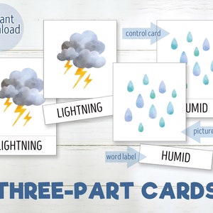 Printable Weather Flash Cards Learning Busy Book Three Part Cards ...