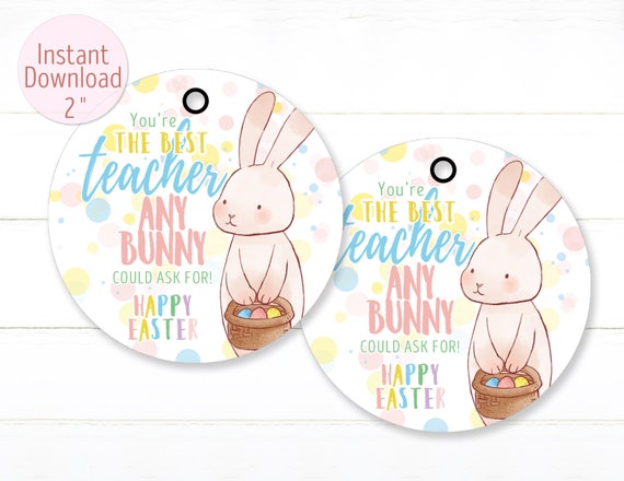 Printable Bunny Teacher Tags Easter Cookie Tag You're the | Etsy
