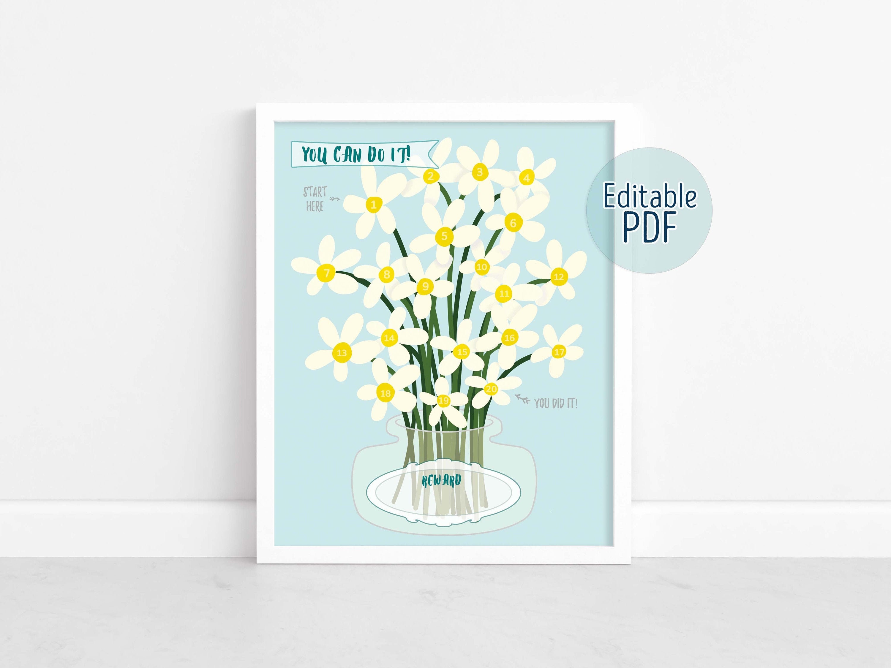 Printable Reward Chart for Kids Blue Flower Behavior Chart - Etsy Canada
