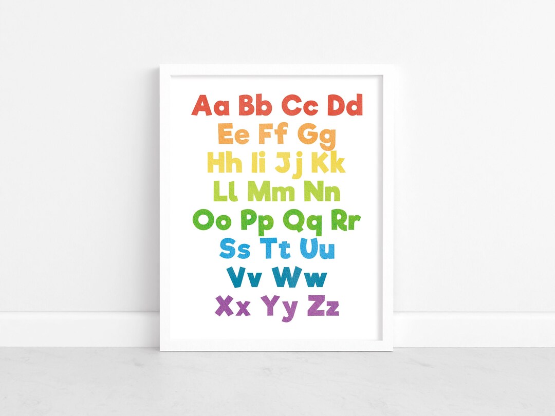 Rainbow Alphabet ABC Printable Nursery Wall Art Home School Educational ...