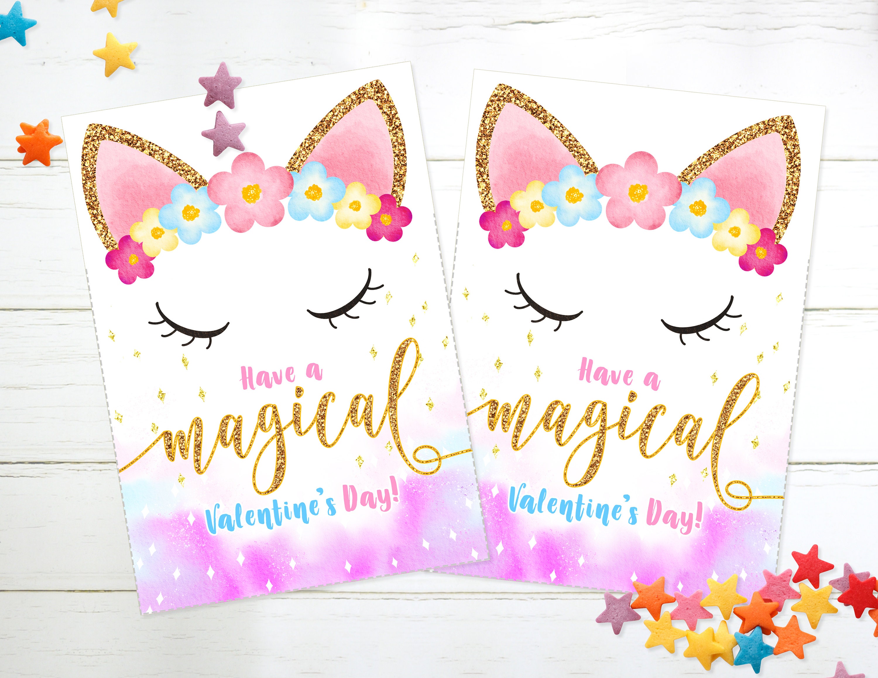 Printable Unicorn Valentines Day Gold Tags for Kids Valentine - Etsy