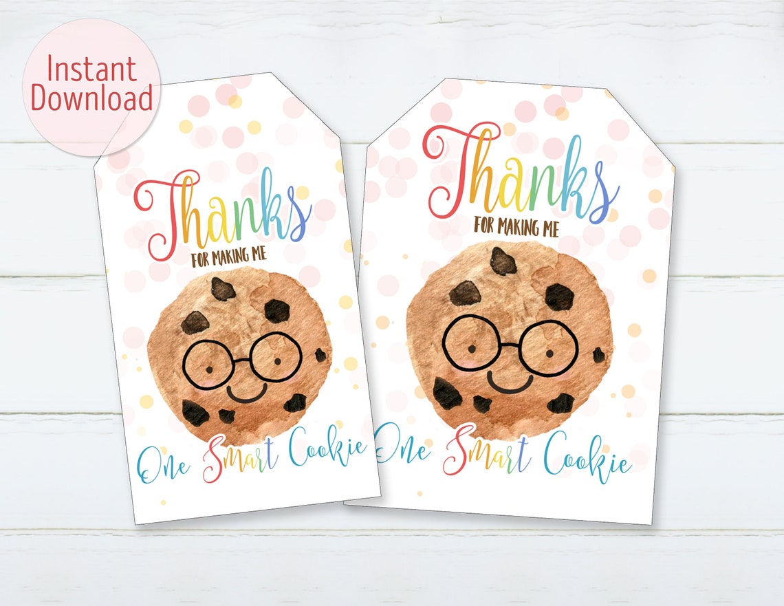 Printable Thanks for Making Me One Smart Cookie Teacher - Etsy