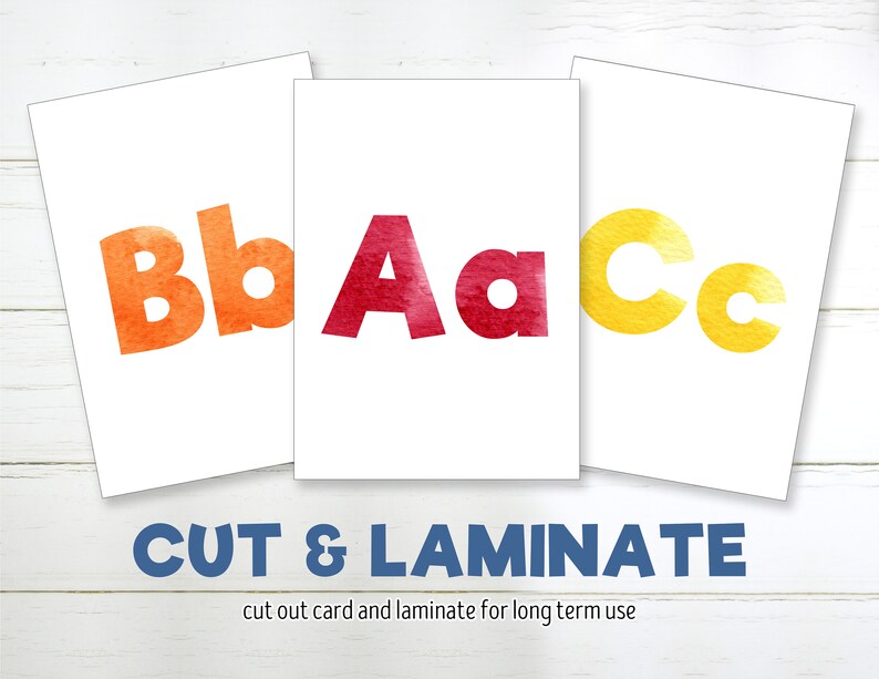 Printable Rainbow Alphabet Flash Cards Watercolor Letter Flashcards ...