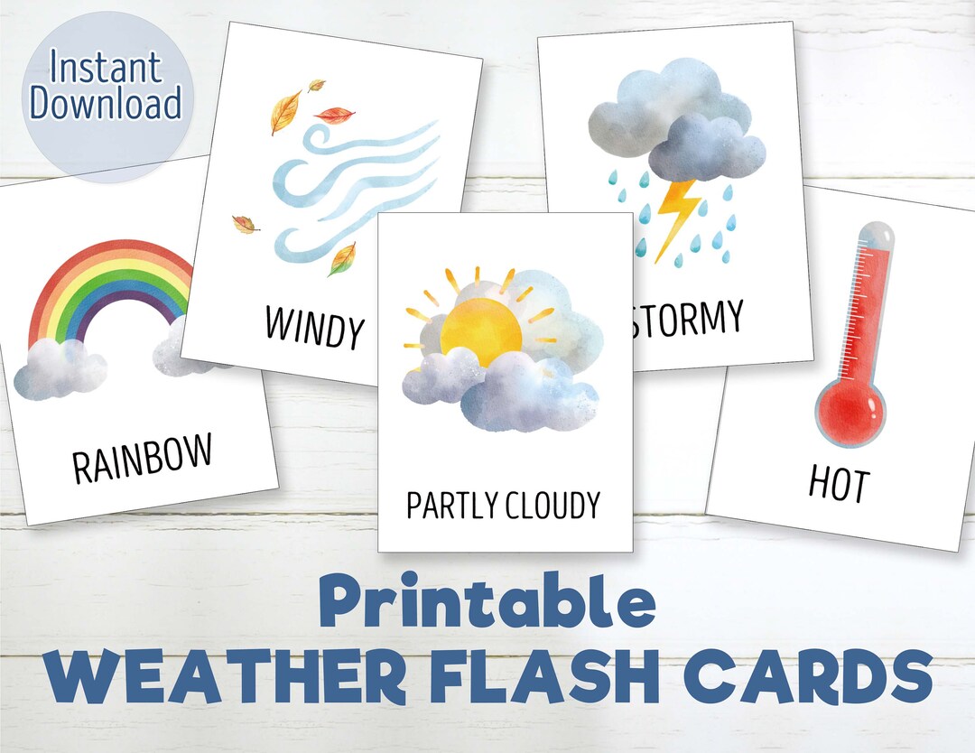 Printable Weather Flash Cards Learning Busy Book Three Part Cards ...