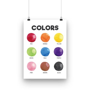 Watercolor Rainbow Colors Printable Home School Educational Print ...