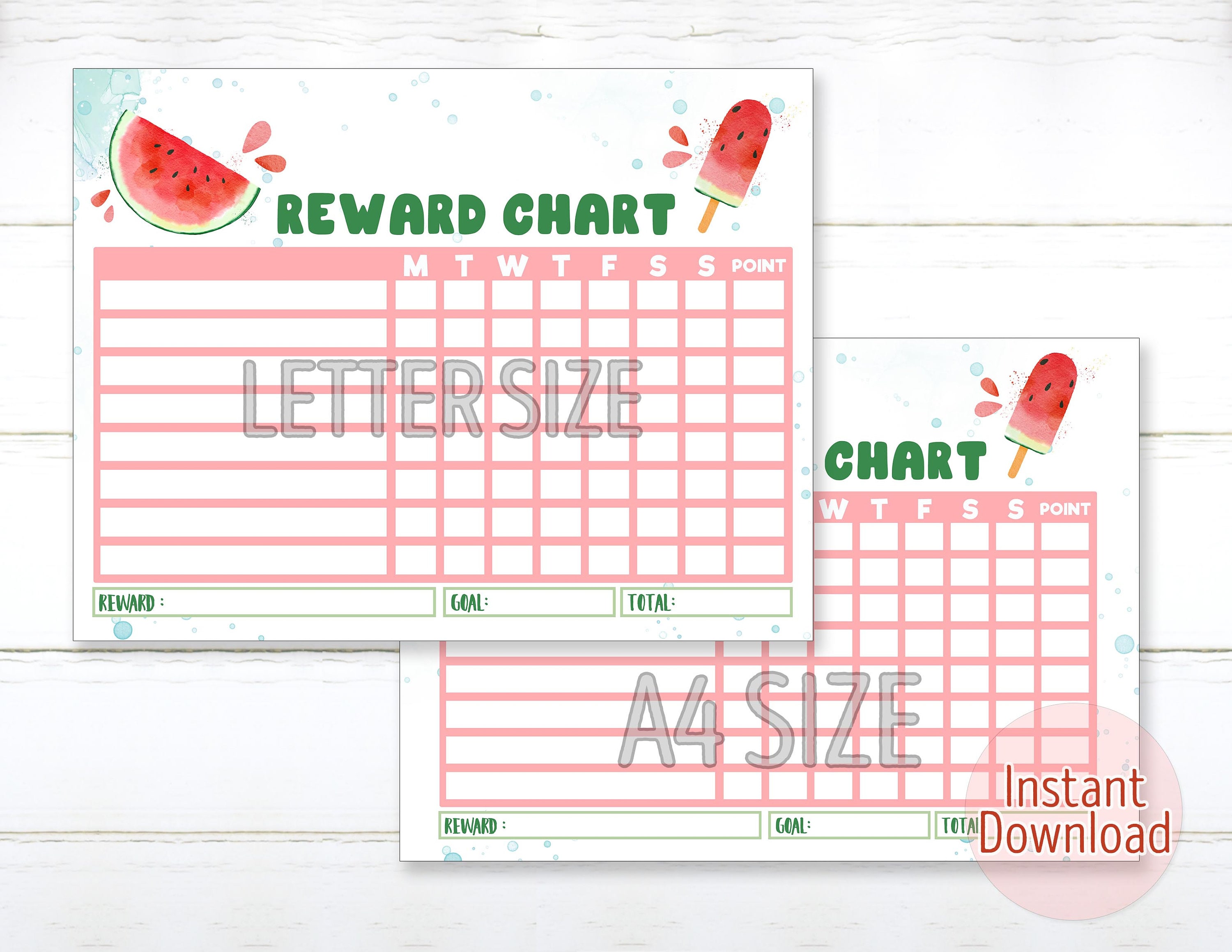 Printable Watermelon Reward Chart for Kids Summer Fruits Behavior Chart ...