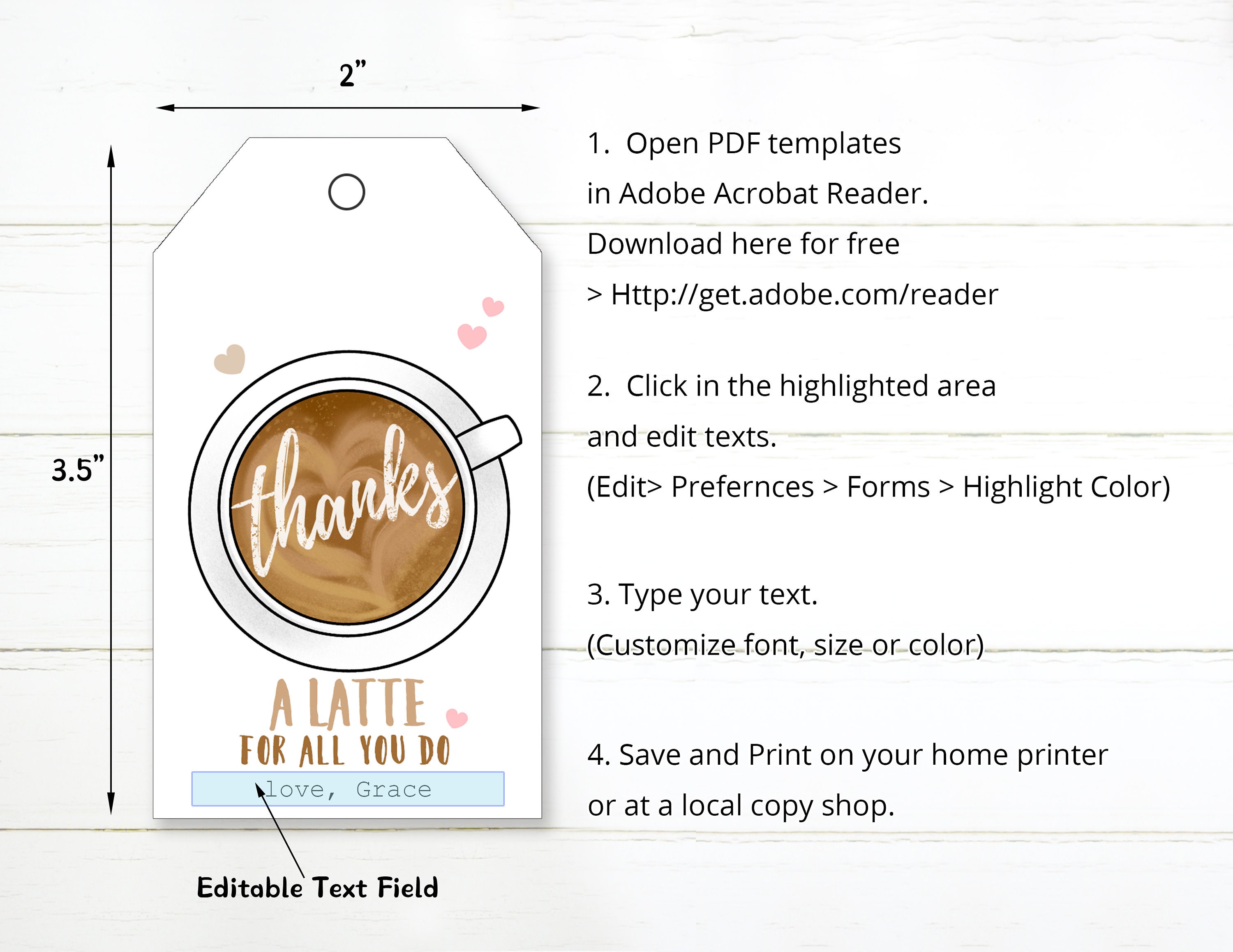 Printable Thanks A Latte Teacher Appreciation Week Coffee Gift - Etsy