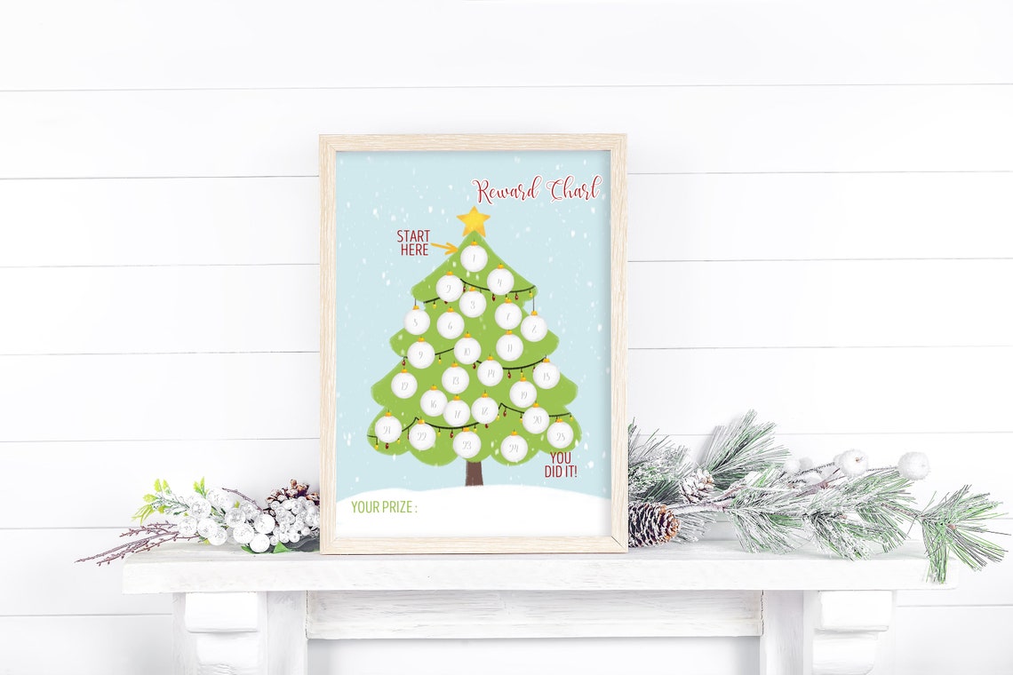 Printable Christmas Tree Reward Chart for Kids Winter Behavior Chart ...