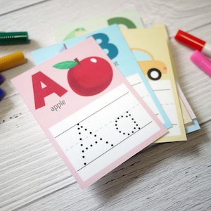 Printable Alphabet Tracing Flash Cards Preschool Homeschool Handwriting ...