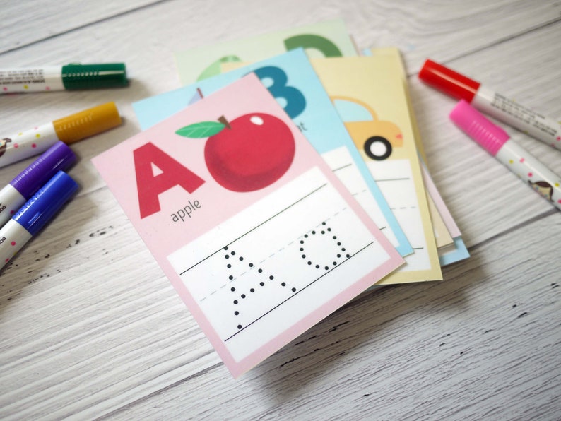 Printable Alphabet Tracing Flash Cards Preschool Homeschool - Etsy