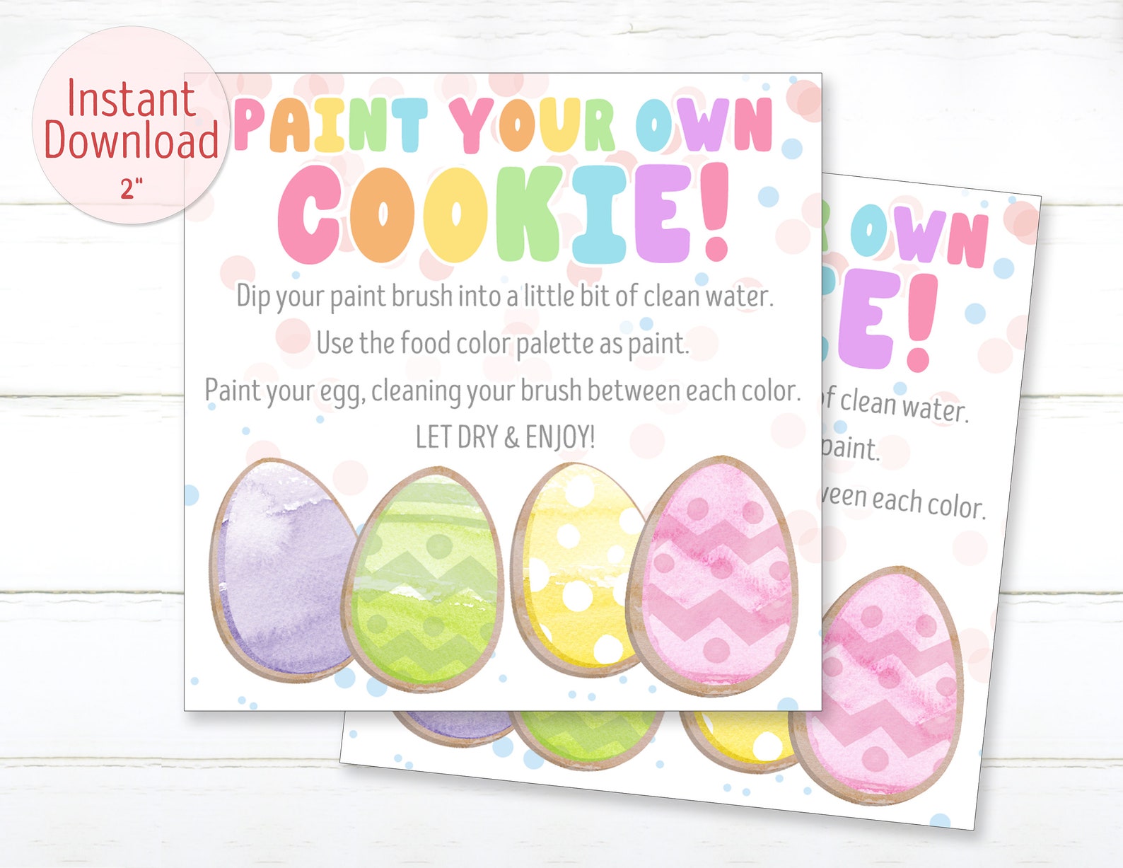 Printable PYO Cookie Tag With Instructions Paint Your Own Cookies ...