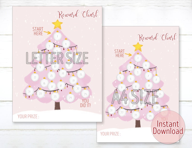 Printable Christmas Reward Chart for Kids Winter Tree Behavior Chart ...