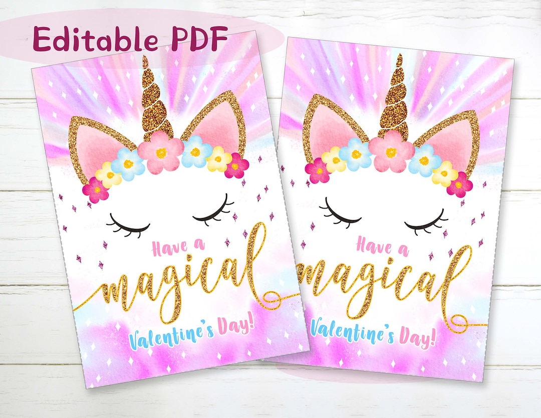 Editable Unicorn Valentine Tags for Kids Printable Have a Magical ...