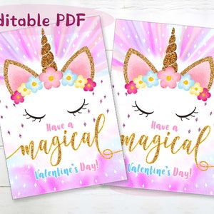 Editable Unicorn Valentine Tags for Kids Printable Have a Magical ...