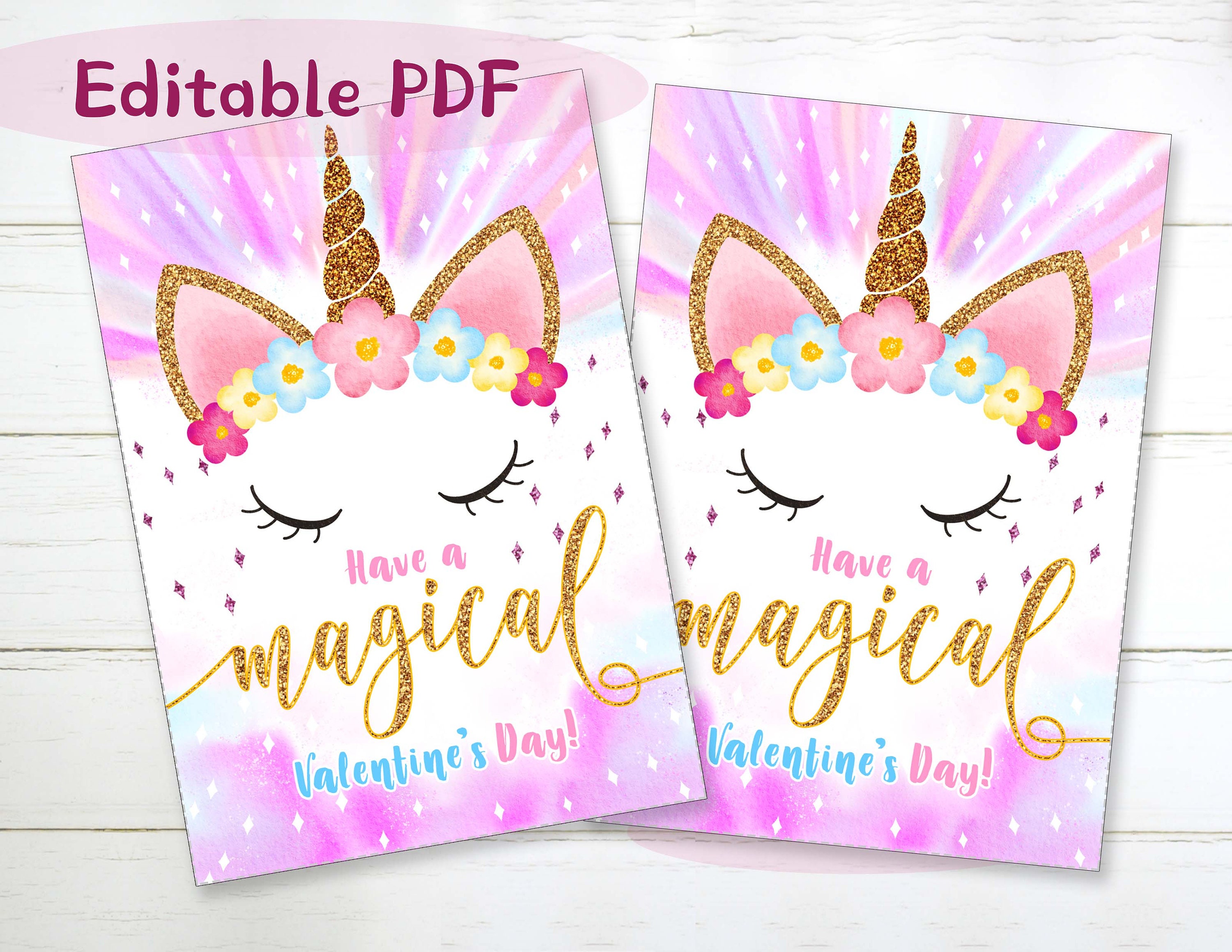 Editable Unicorn Valentine Tags for Kids Printable Have a | Etsy