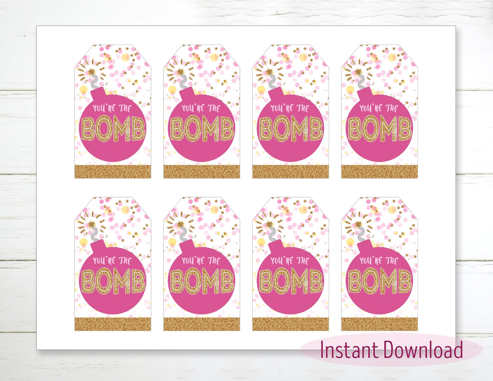 Printable You're the BOMB Gift Tag Bath Bomb Favors Tag Cocoa Bomb ...