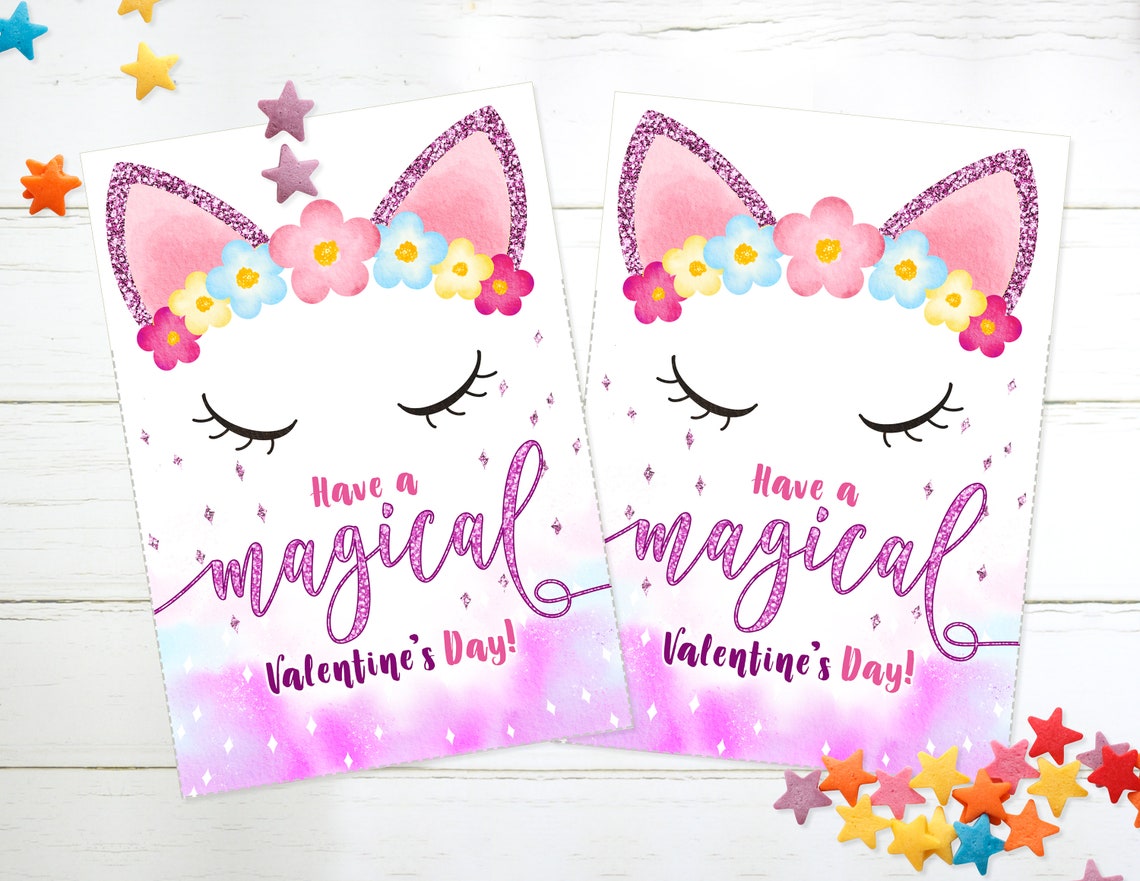 Unicorn Valentines Day Tags for Kids Printable Valentine Gift - Etsy