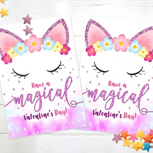 Unicorn Valentines Day Tags for Kids, Printable Valentine Gift Card ...