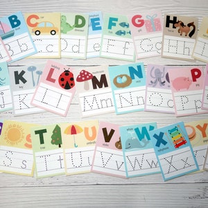 Printable Alphabet Tracing Flash Cards Preschool Homeschool Handwriting ...